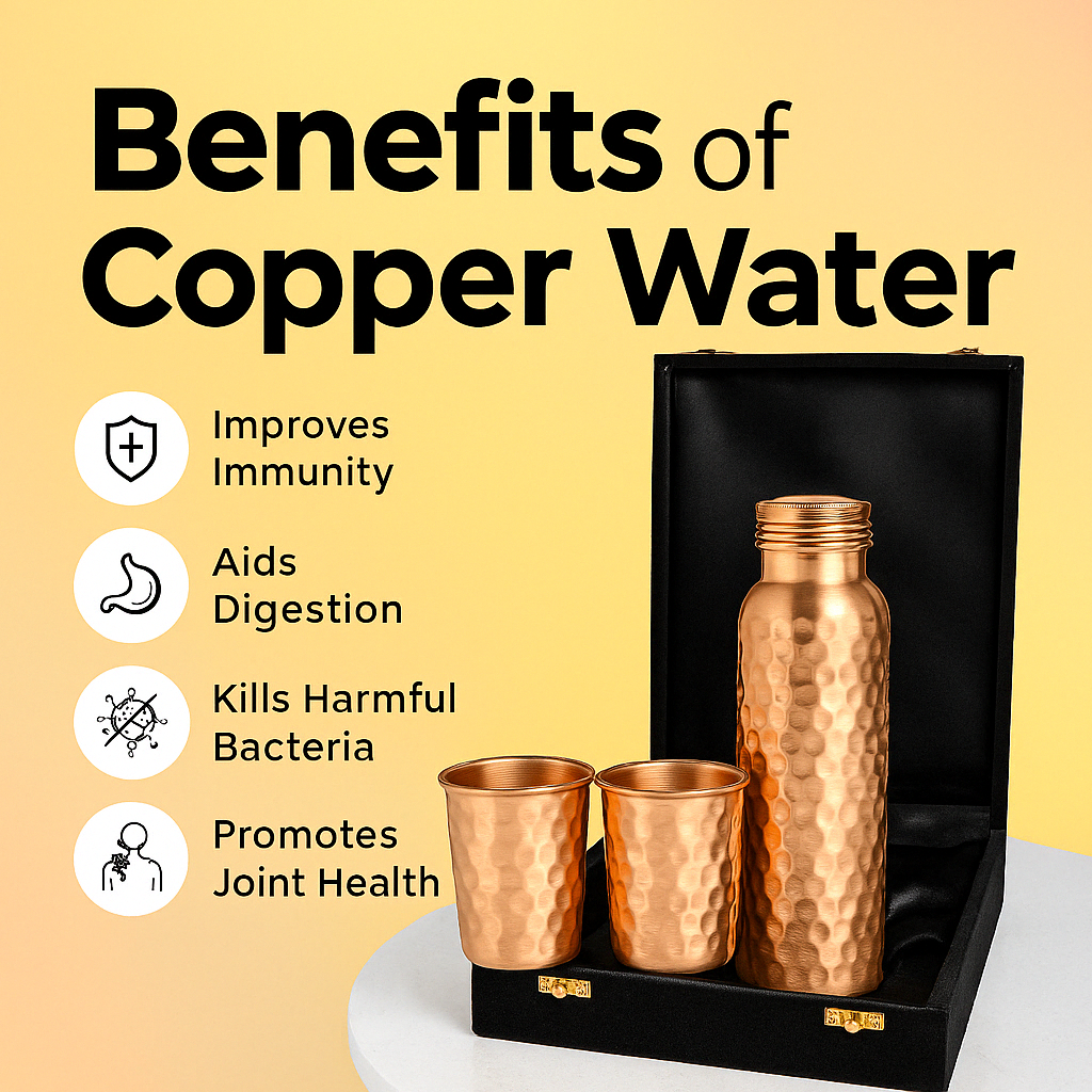 Hammered Pure Copper Water Bottle / Tumblers - Gift Set – copperdirect