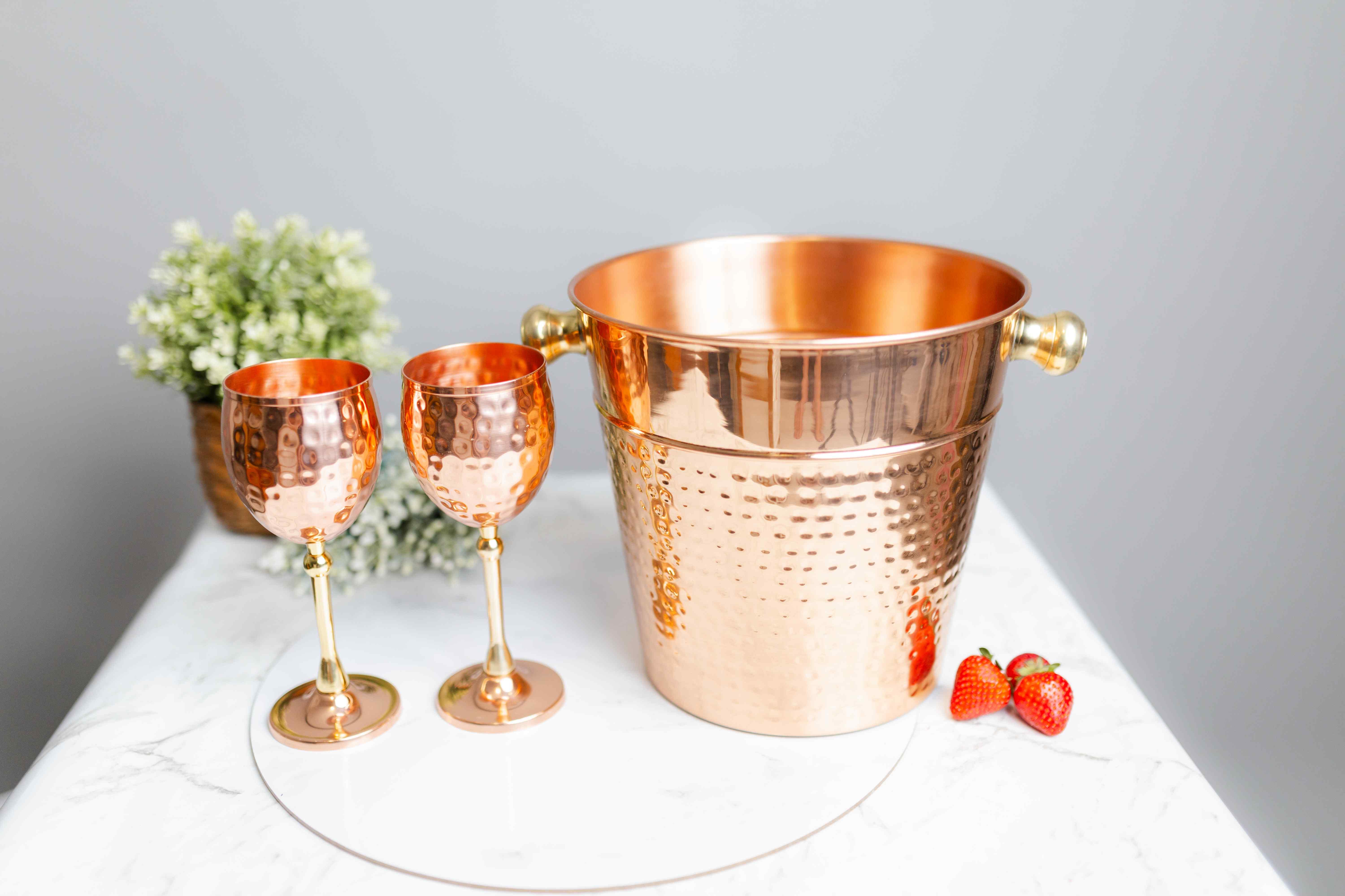 Ice Bucket and Wine Cooler with glasses - 4.7L – copperdirect